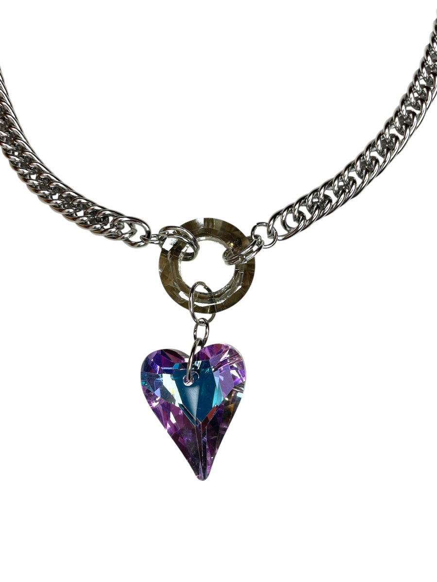 CHAIN HANGING HOLO PURPLE HEART NECKLACE – Coexist Berlin